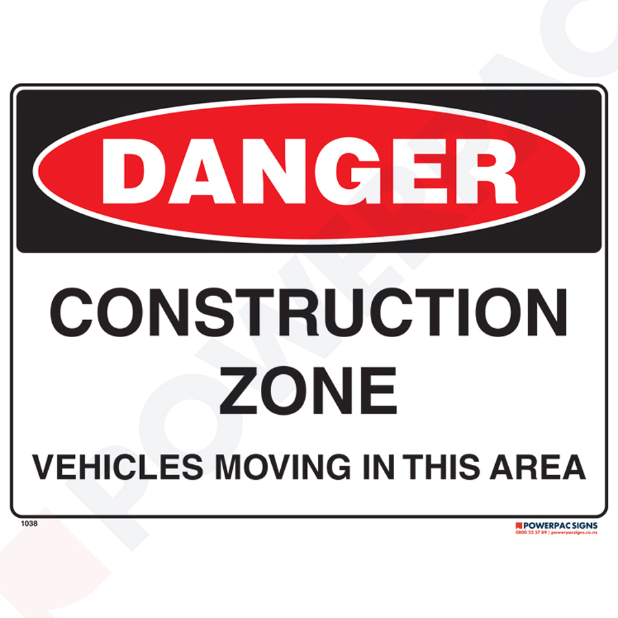 Danger Sign - Construction Zone - Vehicles Moving in This Area ...