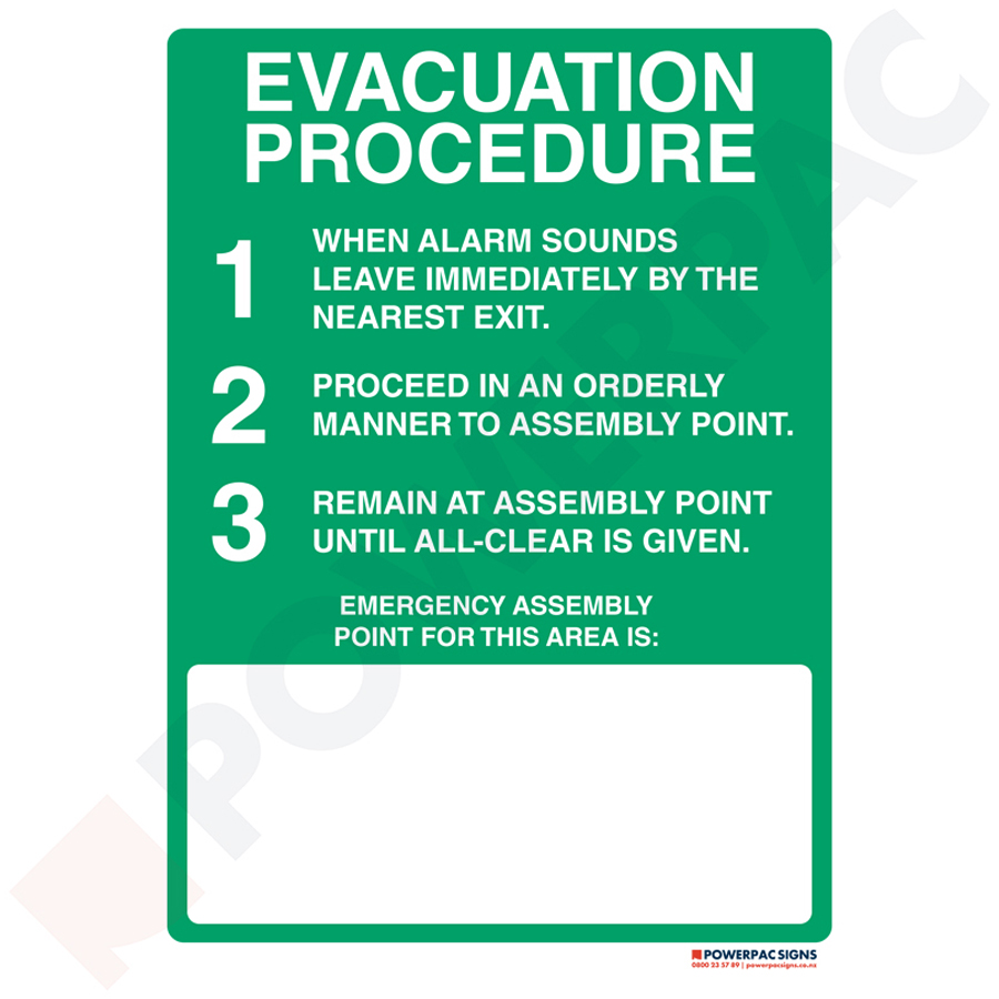 Emergency Signs - Evacuation Procedure...Portrait | Powerpac Group