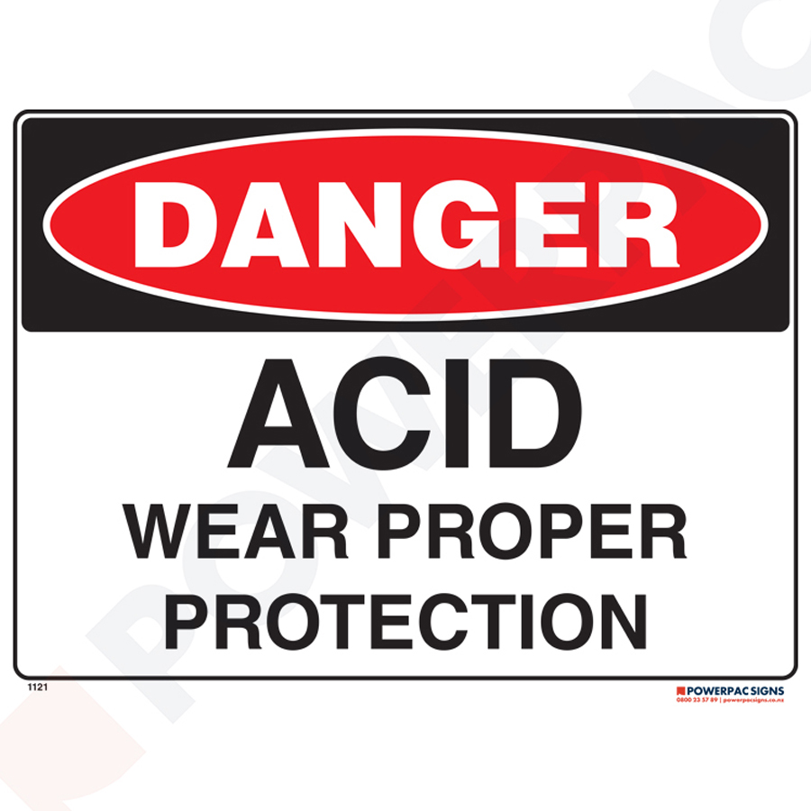 Danger Sign - Acid - Wear Proper Protection | Powerpac Group